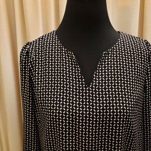 Lila Roy | Dresses | Lila Roy Black White Geometric Design Dress Vneck ...